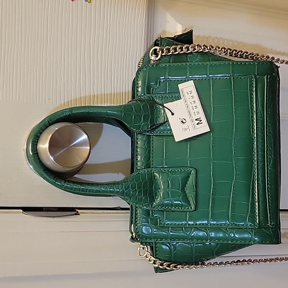 Zara | Bags | Zara Purse Green Croc Handbag Or Crossbody Strap Brand ...